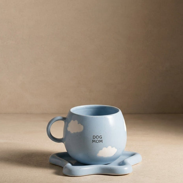 Blaue Tasse Cloud Süße Hundemama aus Steinzeugkeramik Egg Back Home