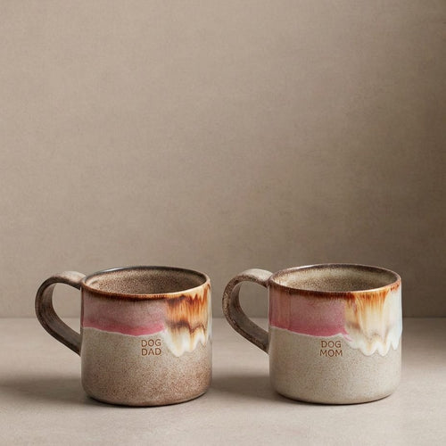 2 Mugs Dog Mom & Dad Neapolitan in stoneware ceramic Egg Back Home