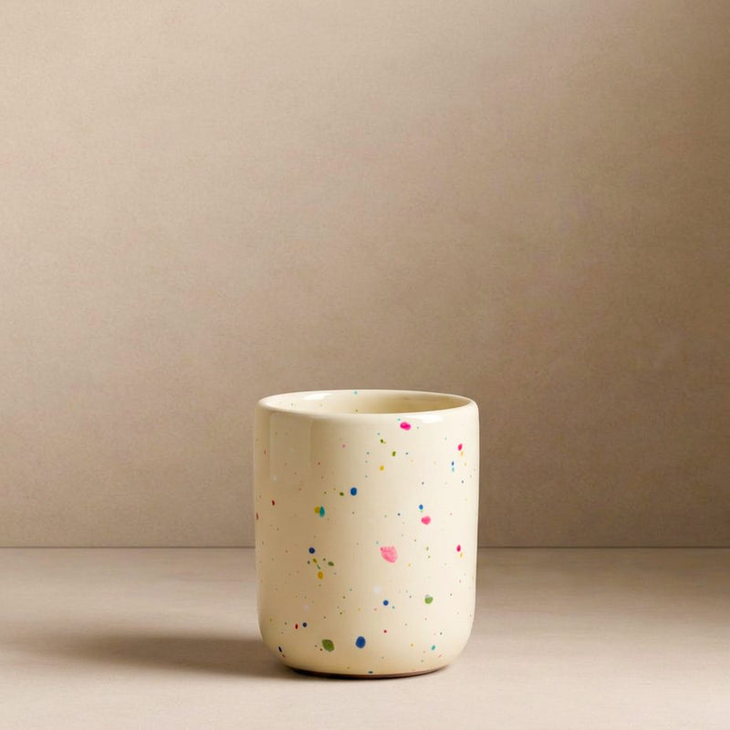 Espresso Cup Confetti Yellow in stoneware ceramic Egg Back Home